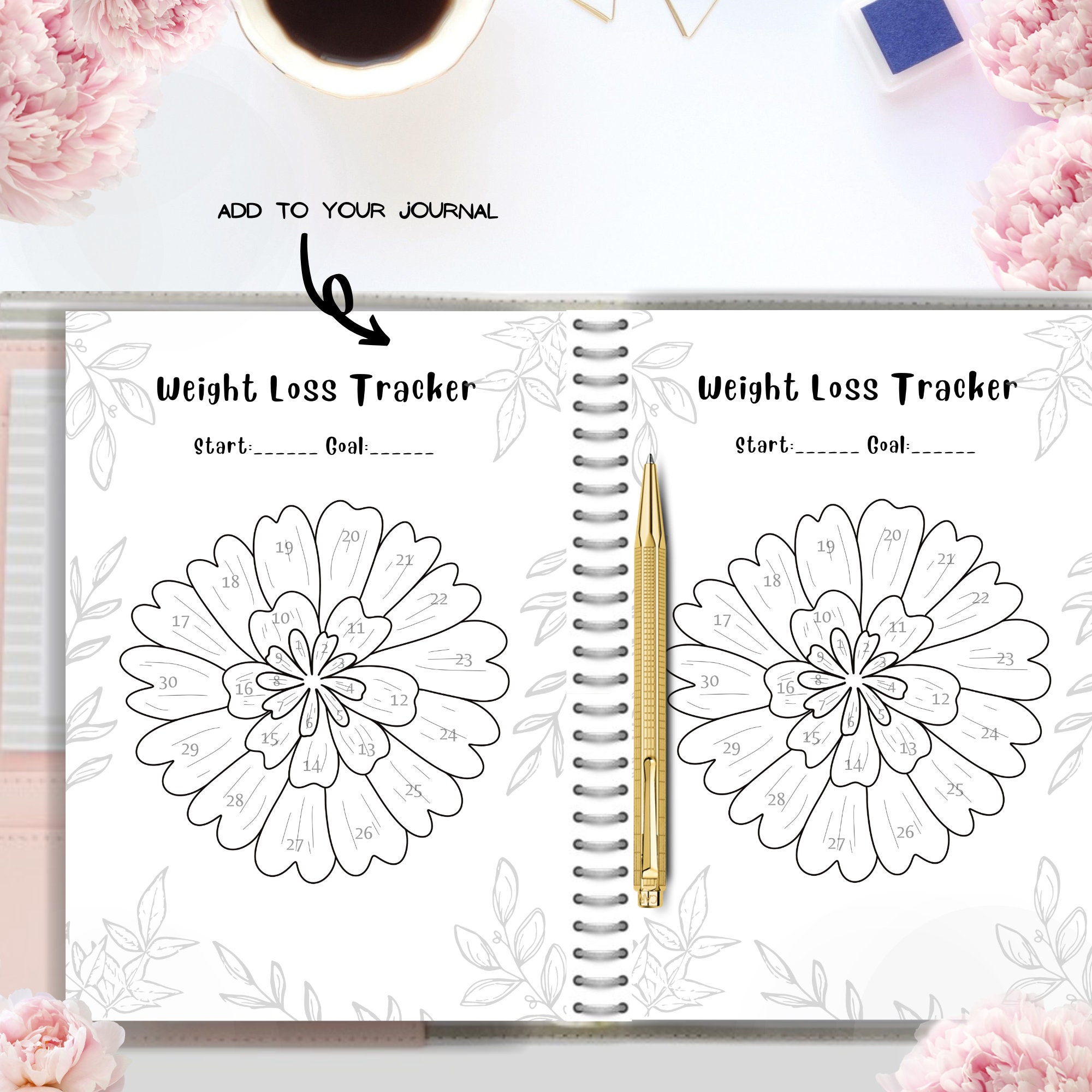 Weight Loss Tracker 30 Lb/kg Printable, Weight Loss Chart Motivational ...