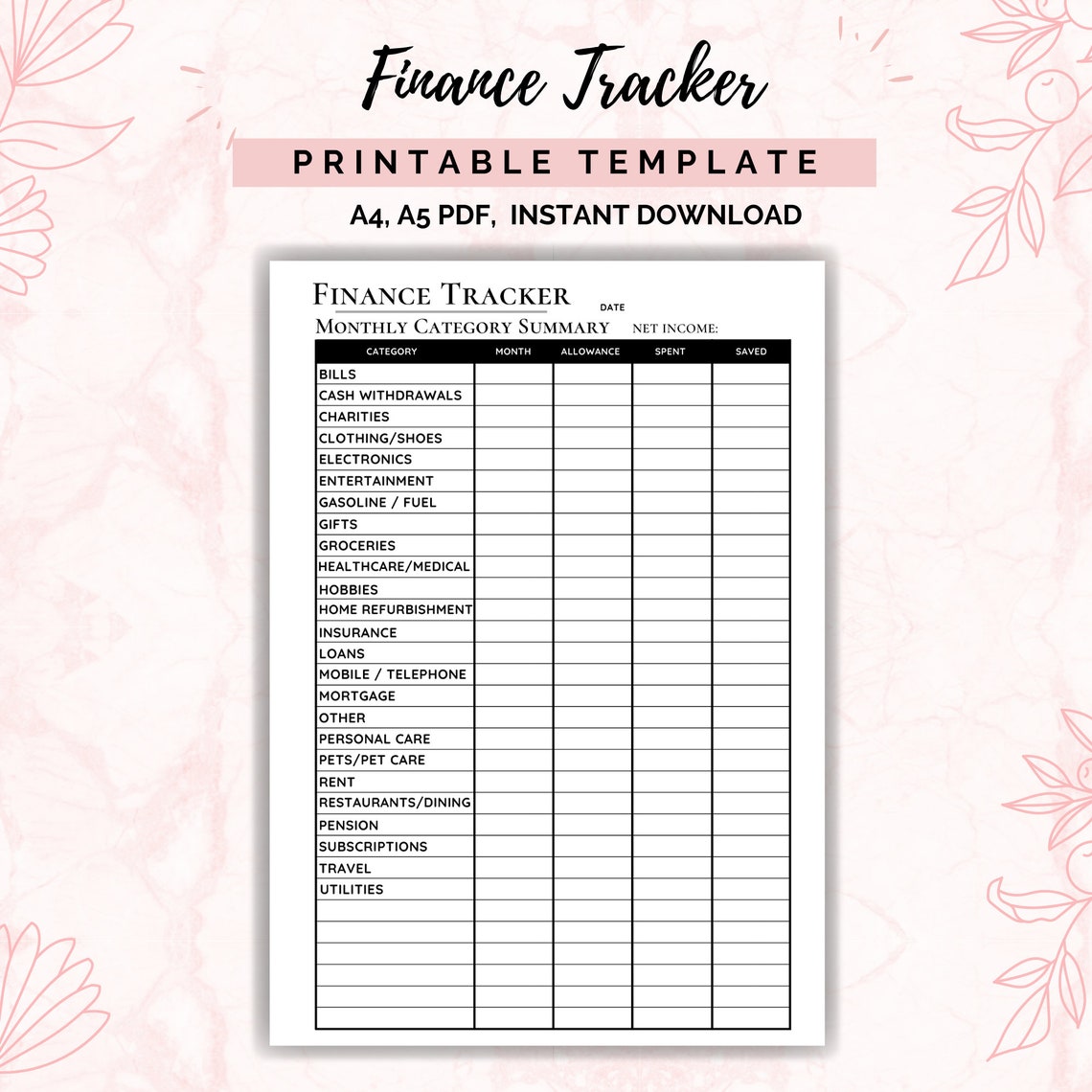 Finance Planner Printable Financial Journal Budget Template | Etsy