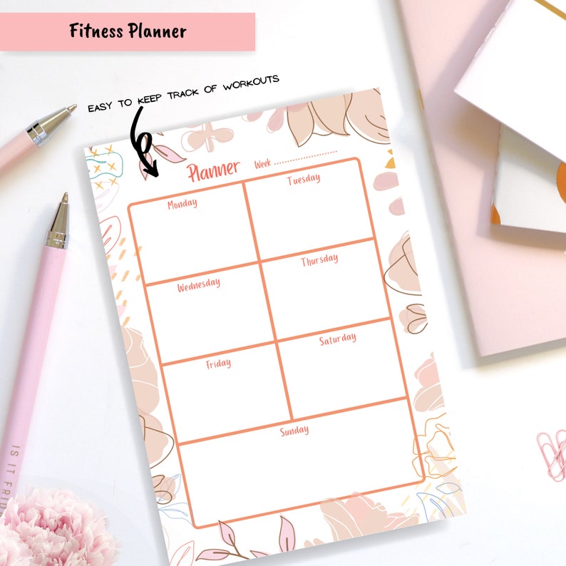 Weekly Planner Printable Meal Planer Fitness Tracker Weekly - Etsy