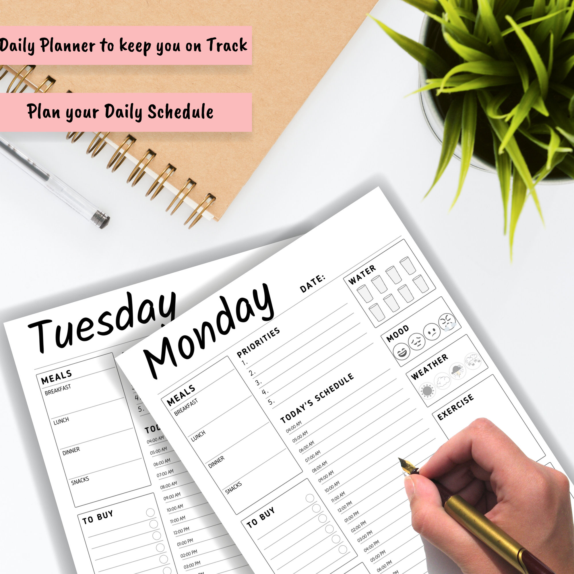 7 Days Daily Planner, Daily Organizer, Daily Planner, Daily Schedule ...