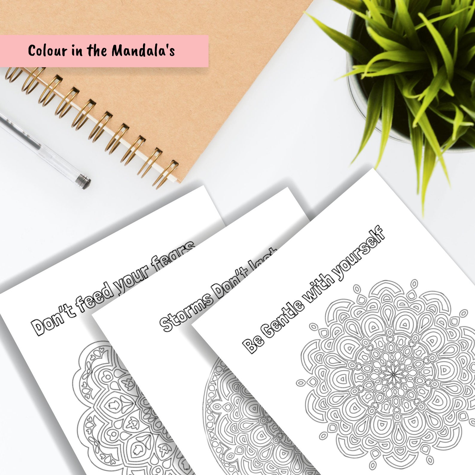 Mandala Coloring 10 Pages Printable, Mental Health, Motivational Quotes ...