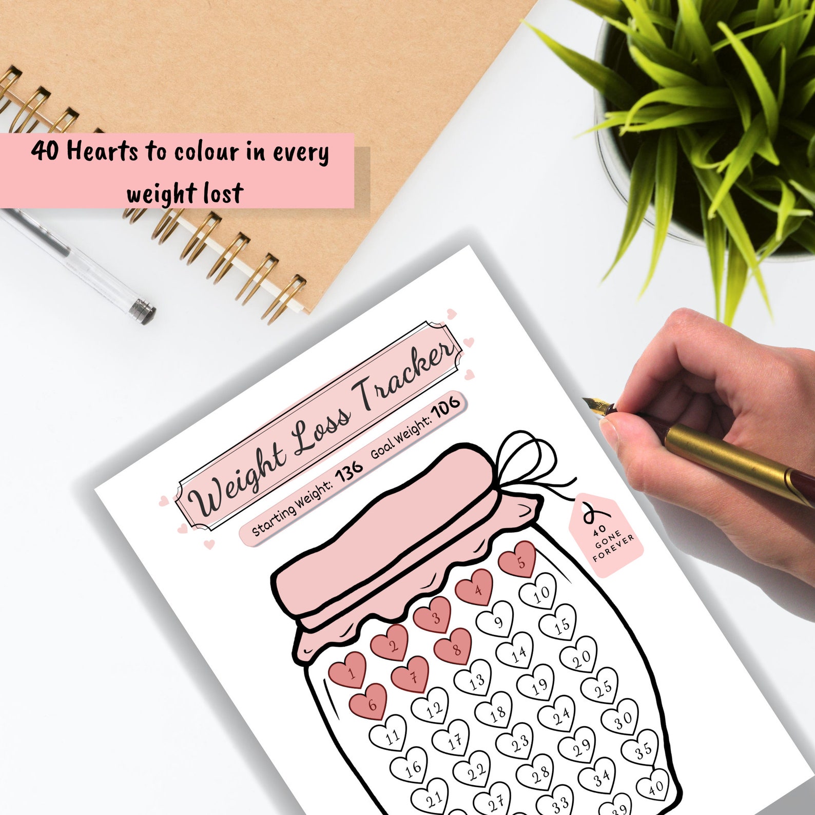 40 Lb/kg Weight Loss Jar Tracker, Printable Chart (digital Download) - Etsy