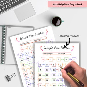 Weight Loss Tracker Printable 50 Lb/kg, Weight Loss Chart Motivational ...
