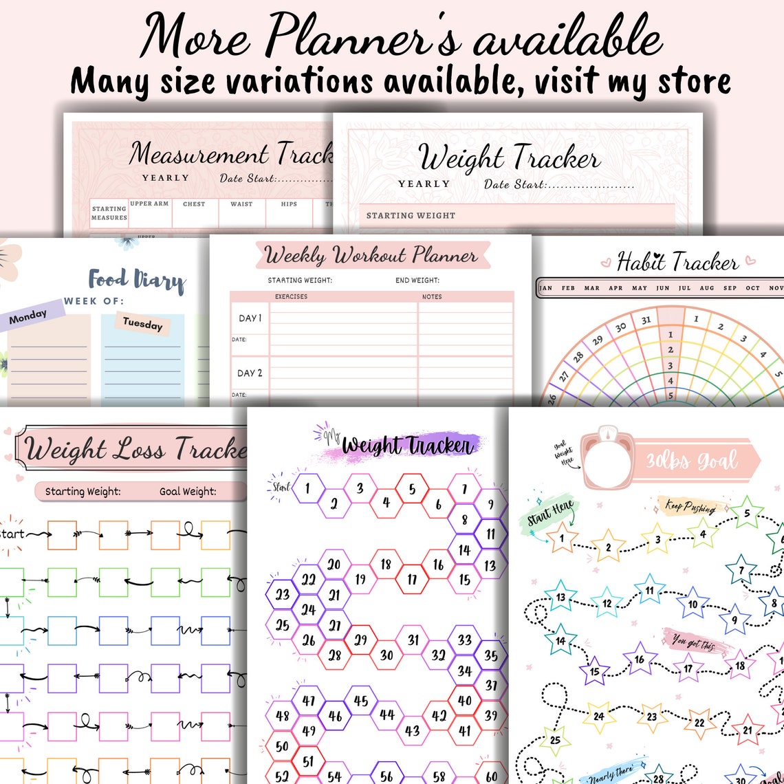 Weight Loss Tracker Printable 30 Lb Kg Weight Loss Chart Etsy