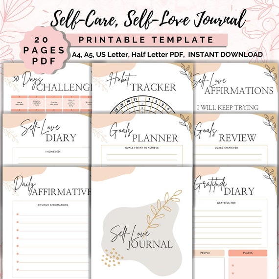 Self Love Journal Printable Self Care Journal Positivity - Etsy