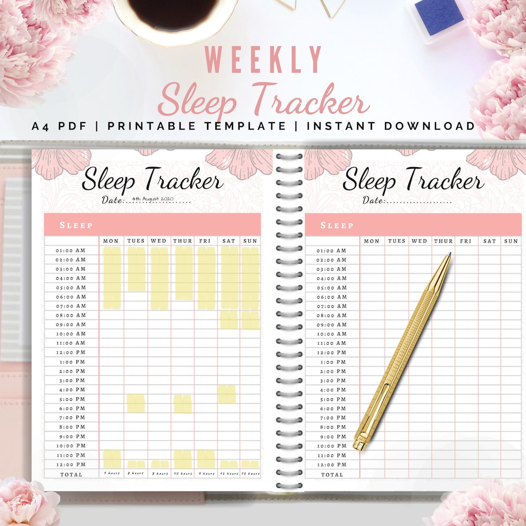 Sleep Tracker Template, Weekly Sleep Diary, Health Planner, Weekly ...
