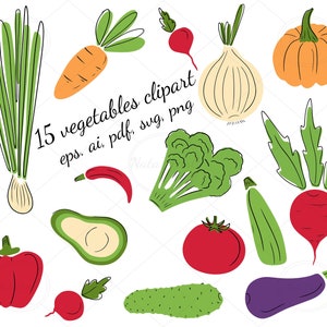 Vegetables Bundle Clipart. Food Vector Cooking Illustration, Botanical ...