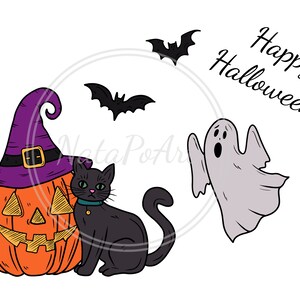 Vector Halloween Clipart, Carved Jack-o-lantern Svg, Witch Hat, Black ...