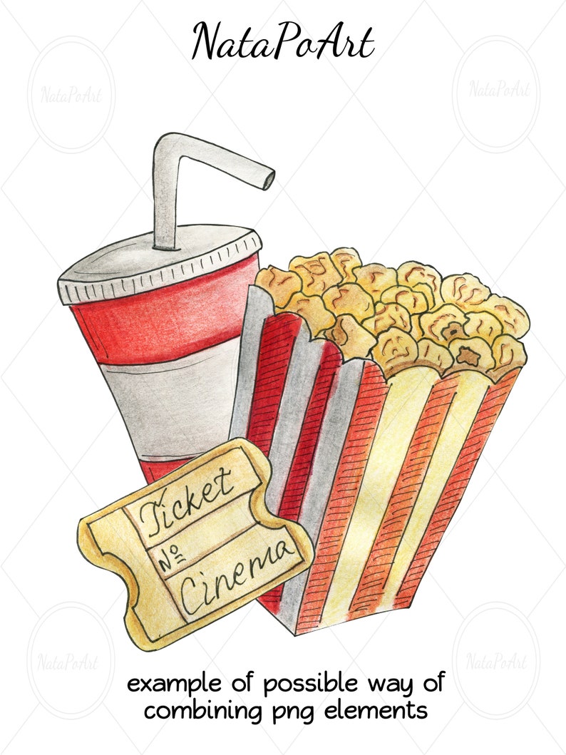 Watercolor Hand Drawn Clip Art of Cinema Equipment for Movie - Etsy