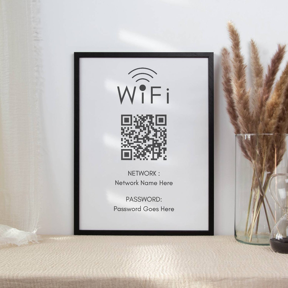 Custom Home Wifi QR Code Printable Airbnb, Share Password - Etsy