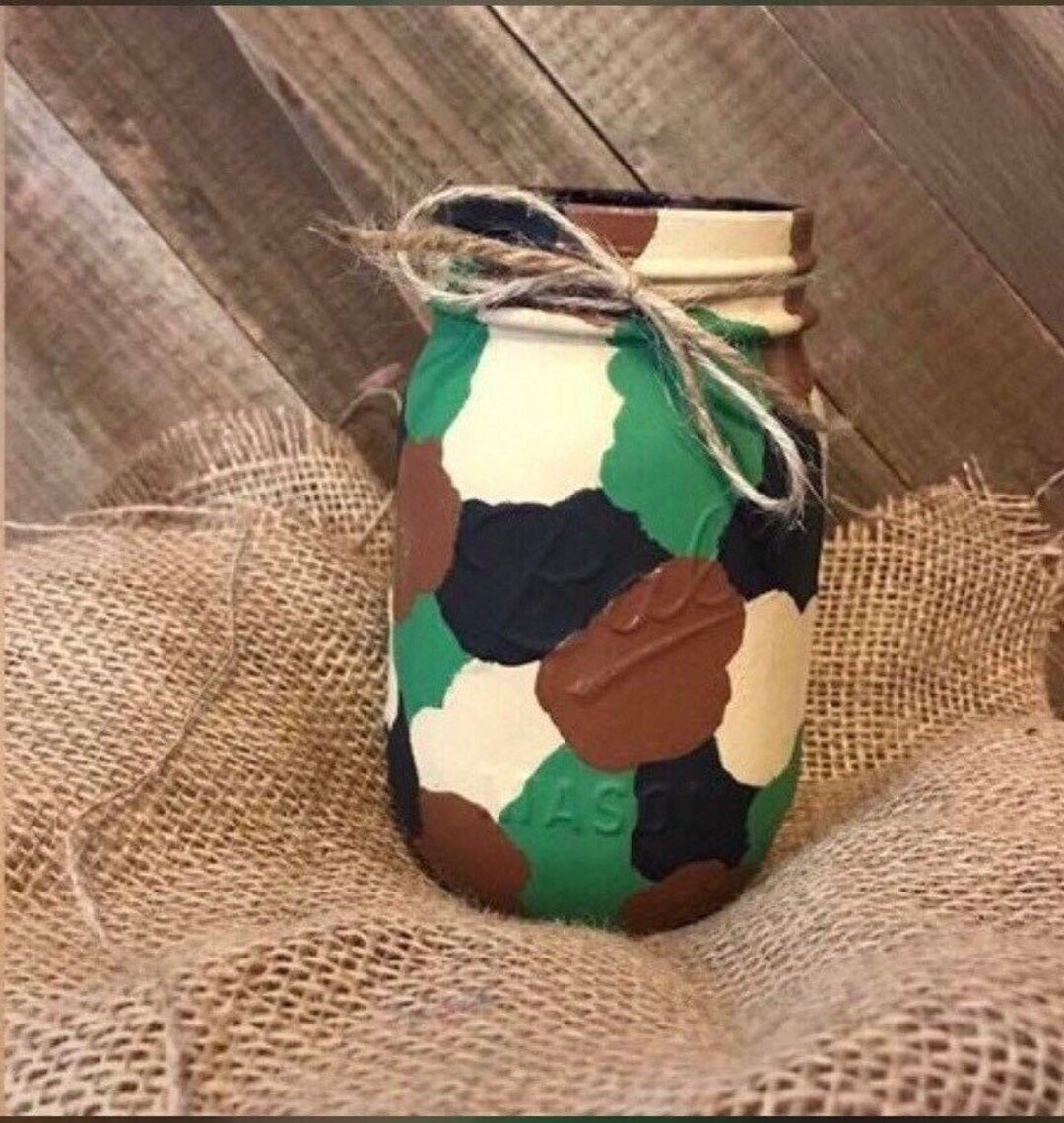 Camo Jar Centerpieces Military Party Decor - Etsy