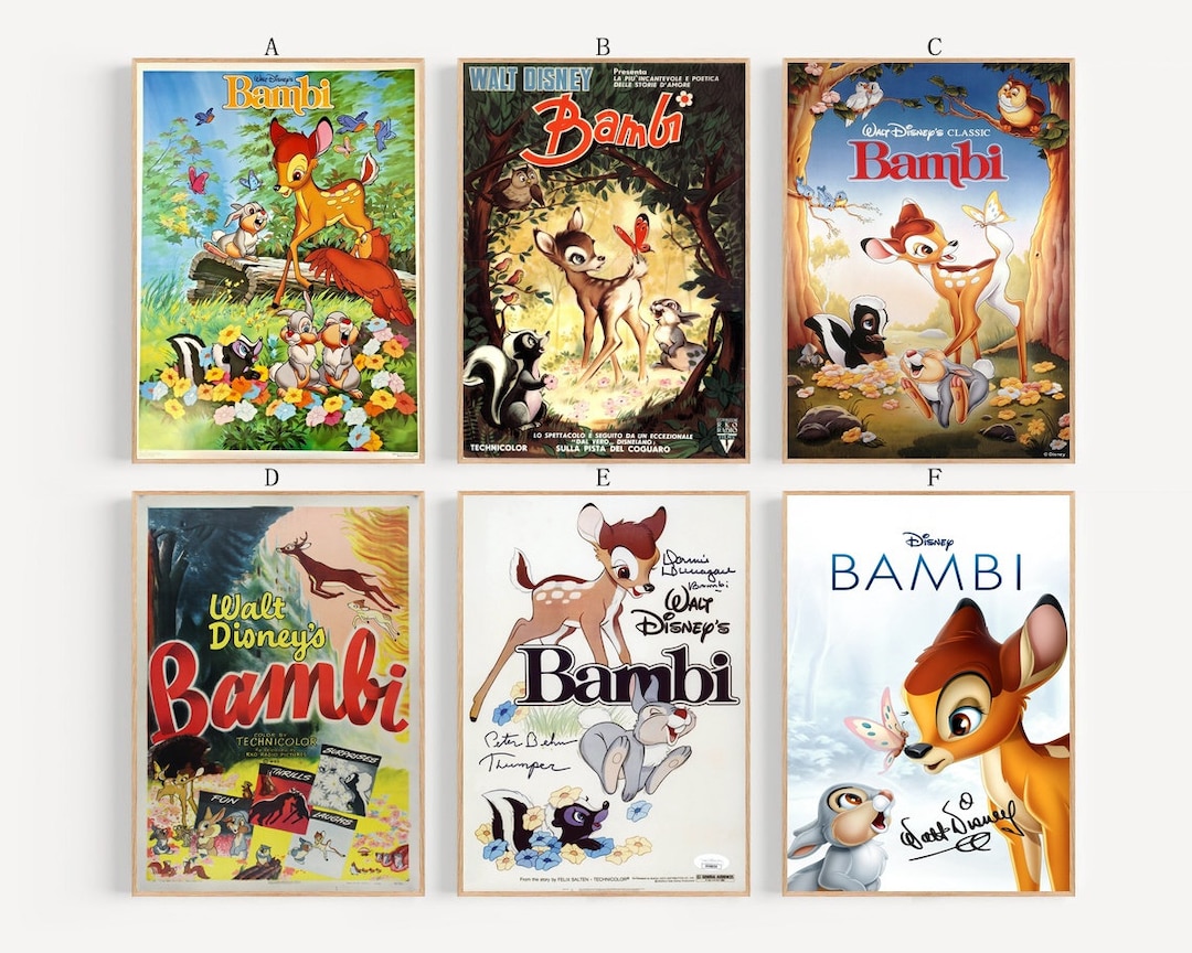 Bambi 1942 Film Classic Movie Canvas Poster Unframe Multiple Choice ...