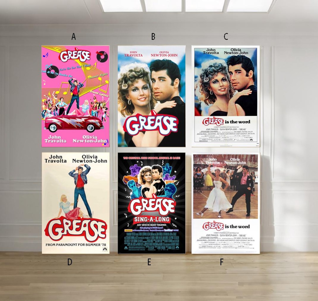 Grease 1978 Film Classic Movie Canvas Poster Unframe Multiple Choice ...