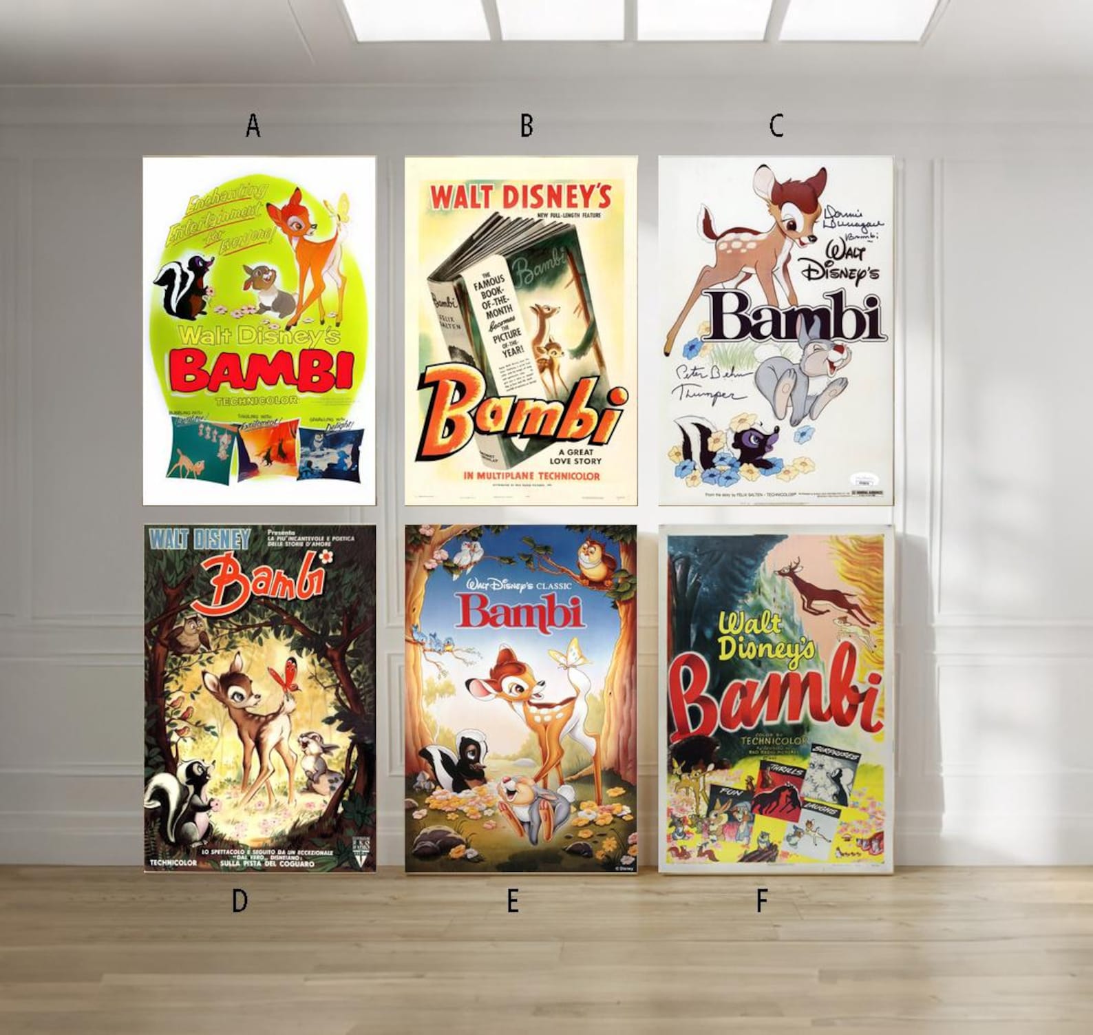 Bambi 1942 Film Classic Movie Canvas Poster Unframe Multiple Choice ...