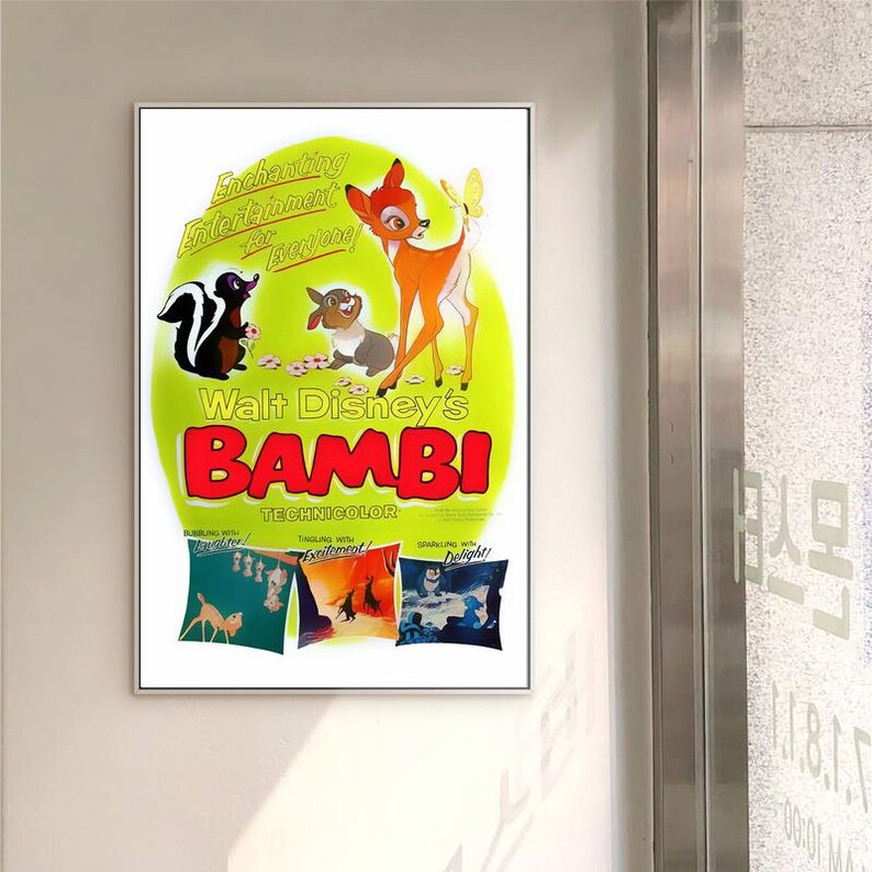 Bambi 1942 Film Classic Movie Canvas Poster Unframe Multiple Choice ...