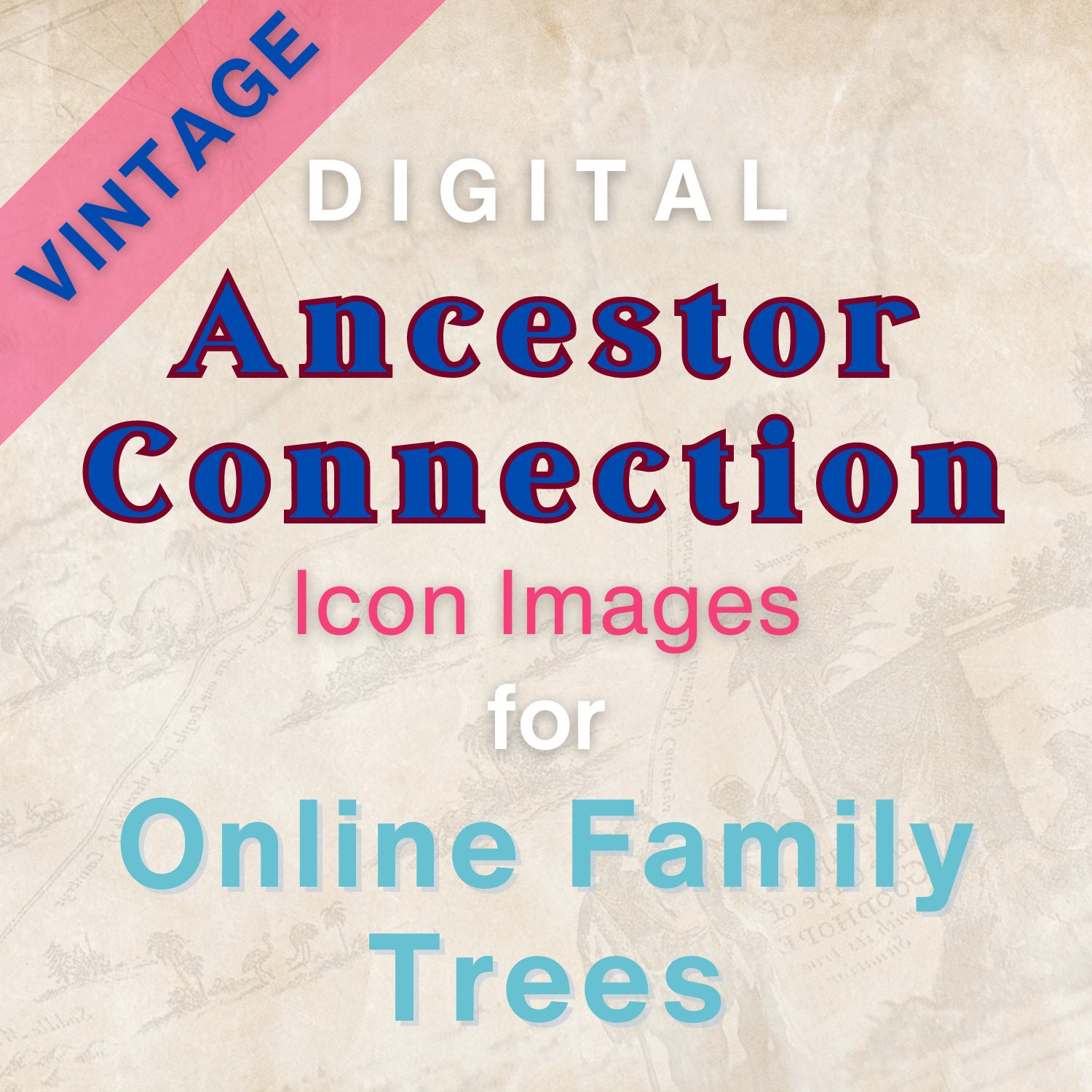 VINTAGE 4 - Original Ancestor Connection Icons | Organise Digital Family Trees | Images Designed ...