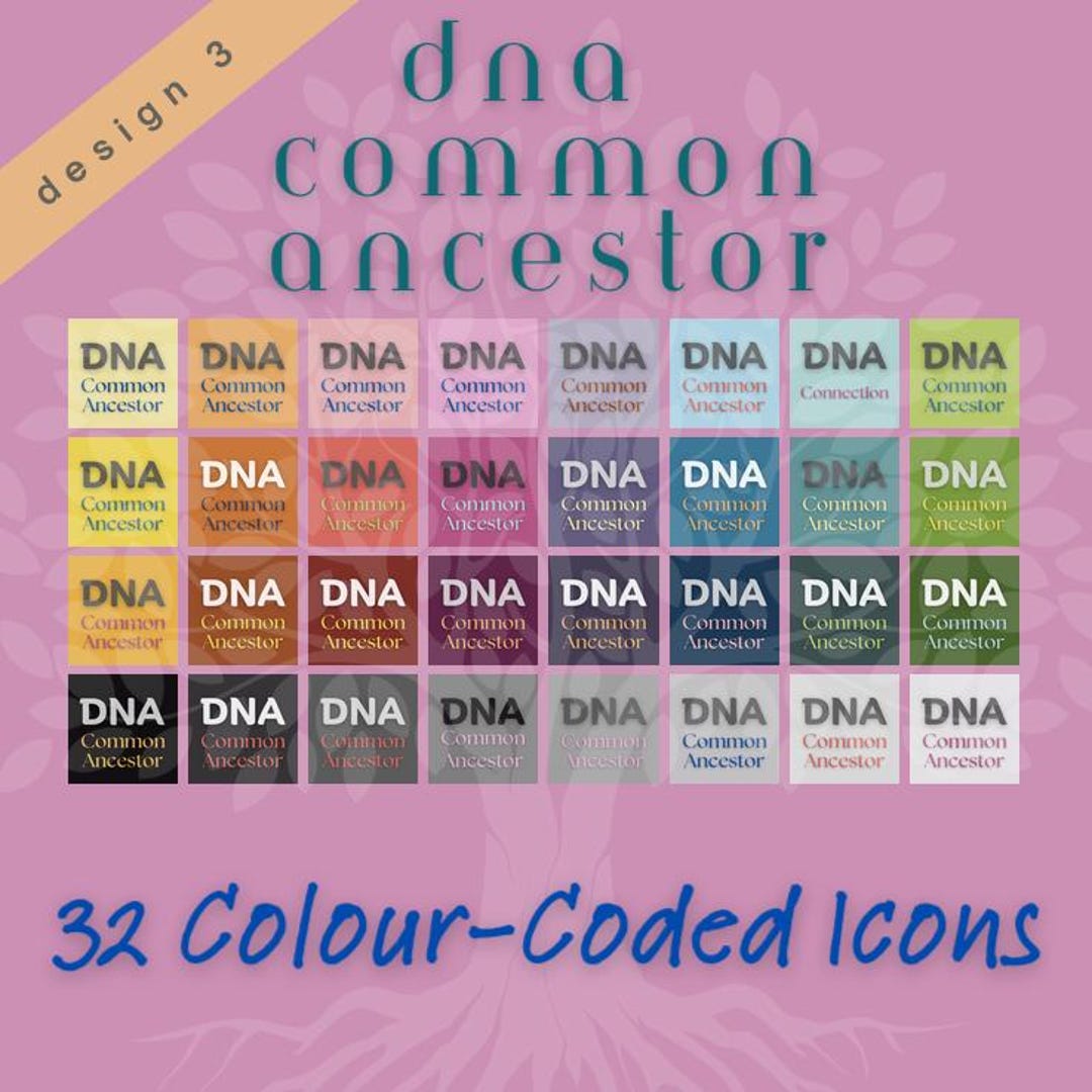 Font Design 3 | 32 Colour Coded DNA COMMON ANCESTOR Icons | Original D ...