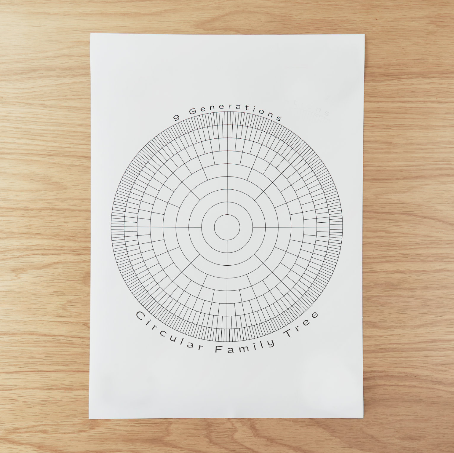 9 Generation Circular Family Tree | Add Your Data | Blank Genealogy ...