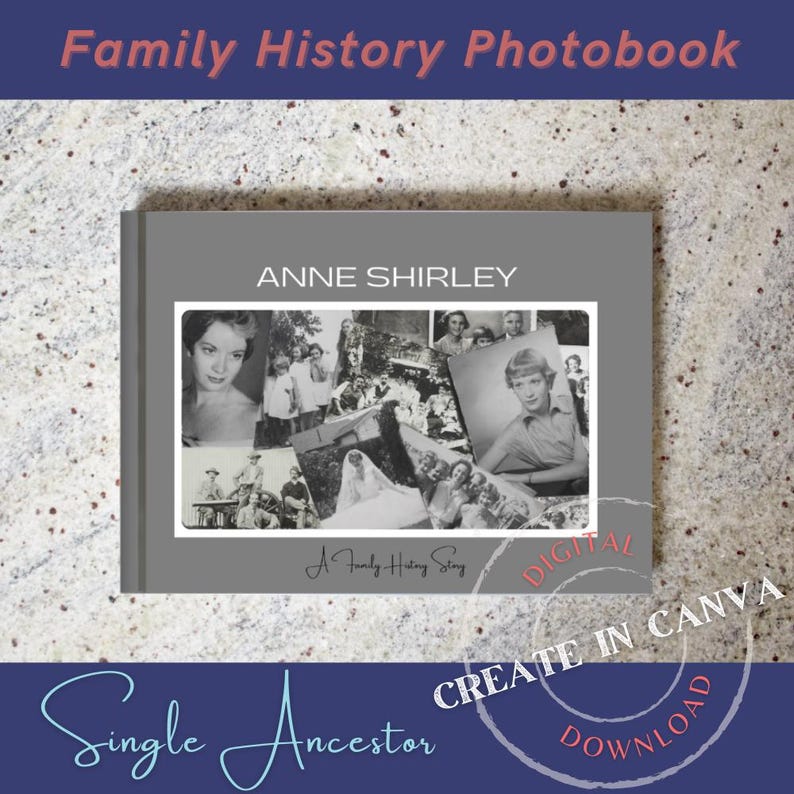 Family History Book A4 Size - Template 1 One-ancestor Focus | Landscape ...