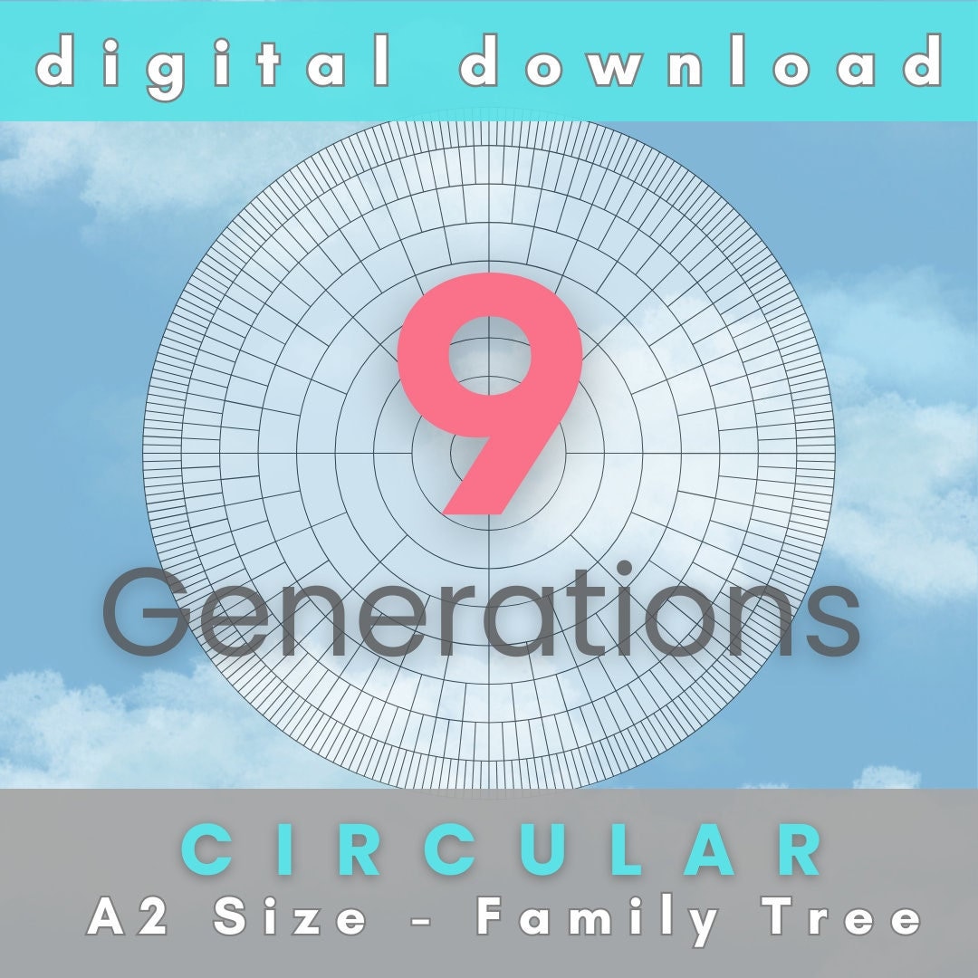 9 Generation Circular Family Tree A2 | Printable Custom Ancestral ...