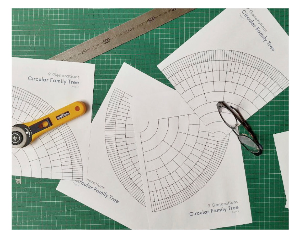 9 Generation Circular Family Tree A2 | Printable Custom Ancestral ...