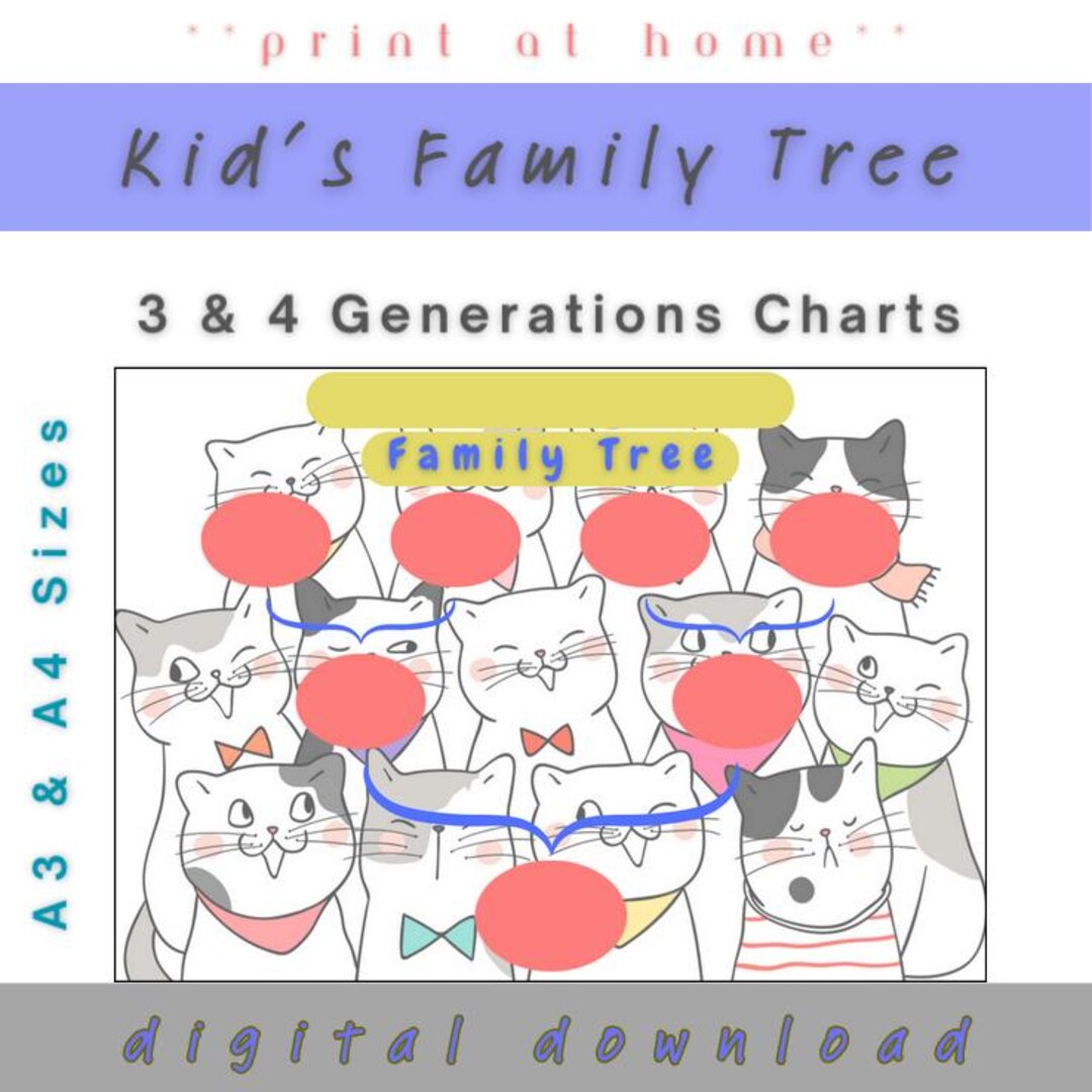Kids Family Tree Design 5 | Printable A3 & A4 Charts| Fun School ...