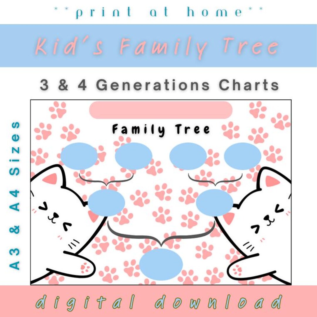 Kids Family Tree Design 18 | Printable A3 & A4 Charts | Fun School ...