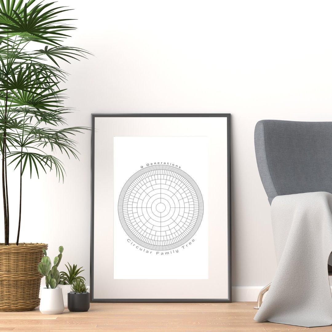 9 Generation Circular Family Tree | Add Your Data | Blank Genealogy Design | Custom Sizes A0 ...