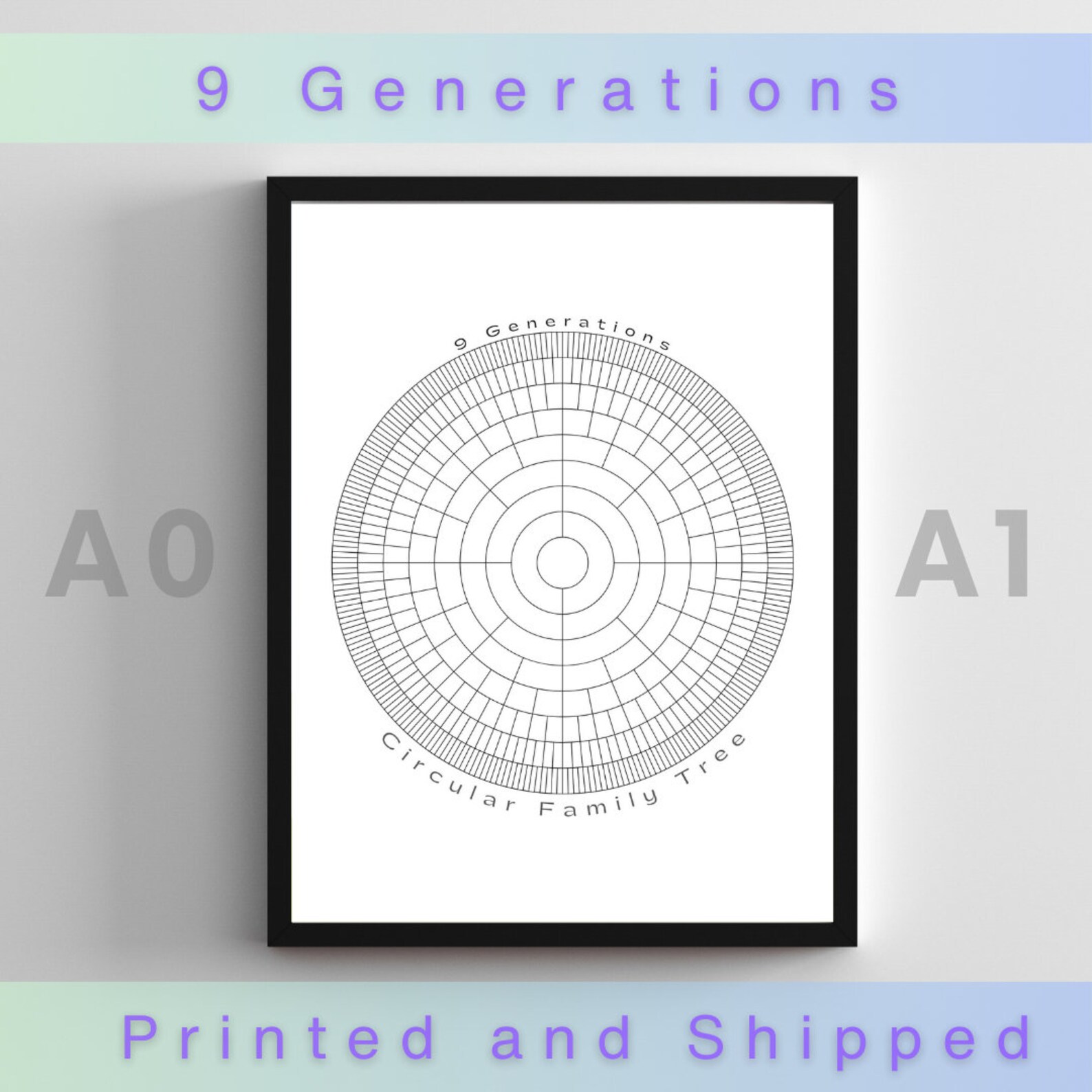 9 Generation Circular Family Tree | Add Your Data | Blank Genealogy ...