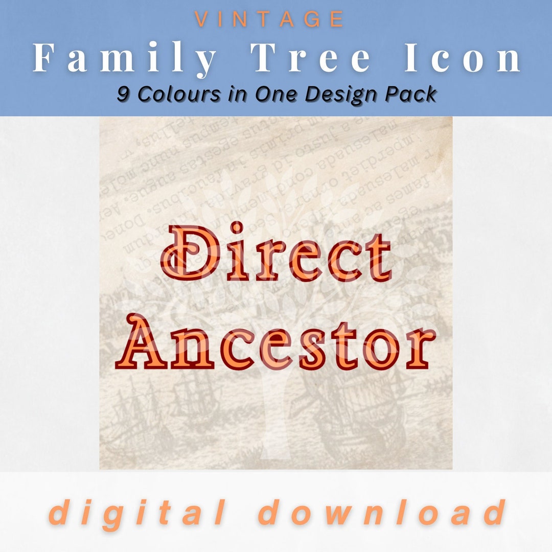 VINTAGE 2 Original Direct Ancestor Icons Organise Digital Family Trees ...