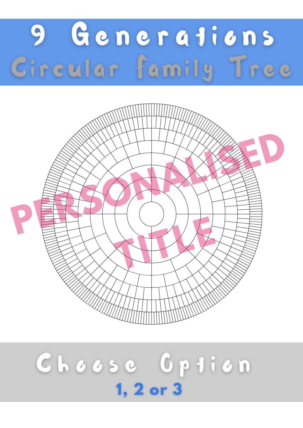 9 Generation Circular Family Tree Personalised Title | Add Your Data ...