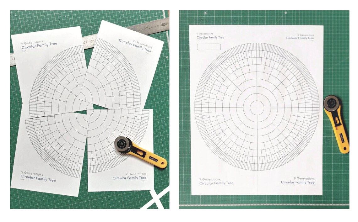 9 Generation Circular Family Tree A2 | Printable Custom Ancestral ...
