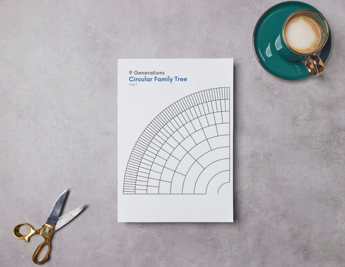 9 Generation Circular Family Tree A2 | Printable Custom Ancestral ...
