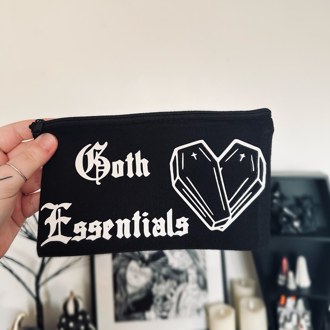 GOTH ESSENTIALS BAG Pencil Case Makeup Bag Emo Goth Gift Present Black ...