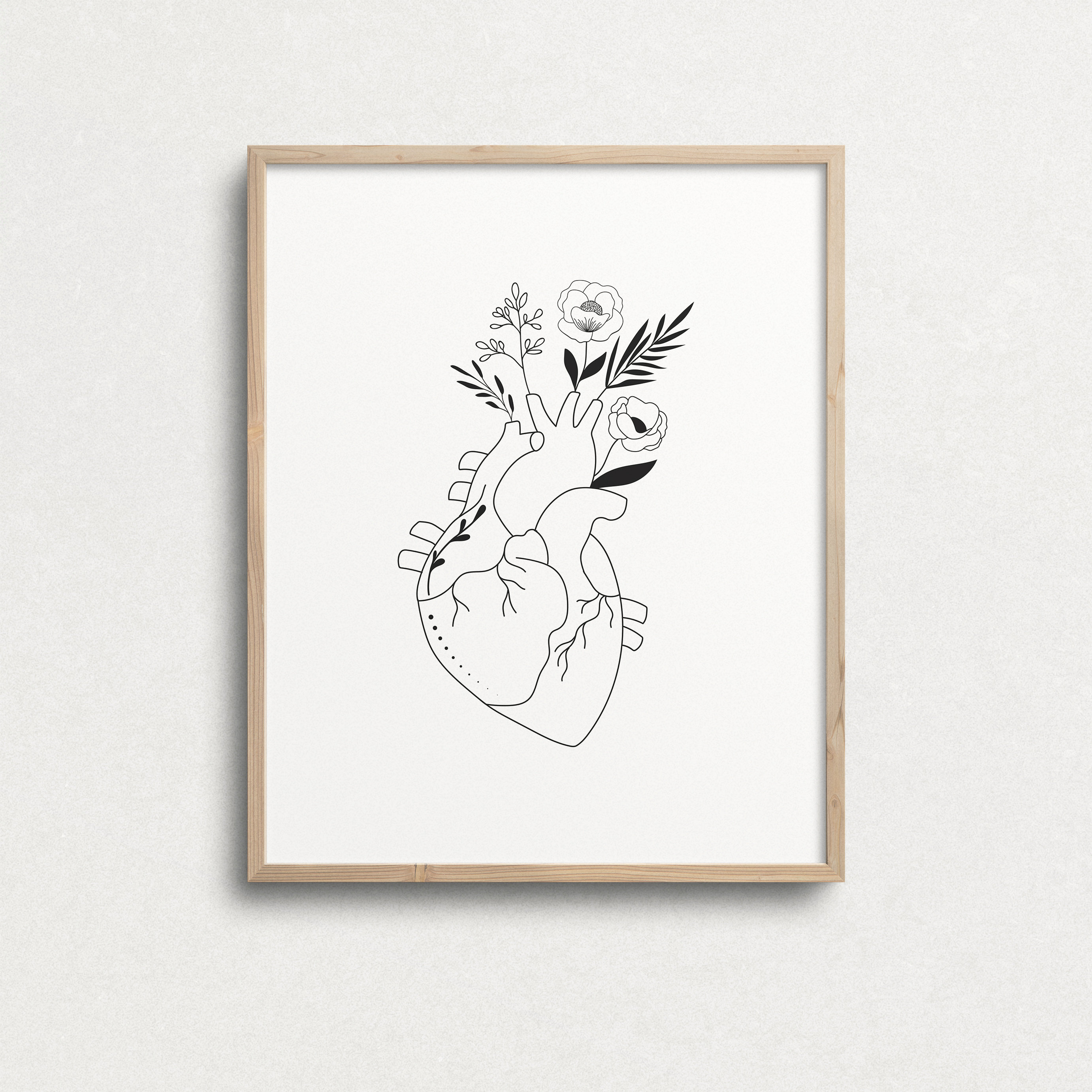 Human Heart Printable One Line Drawing Print Anatomy | Etsy