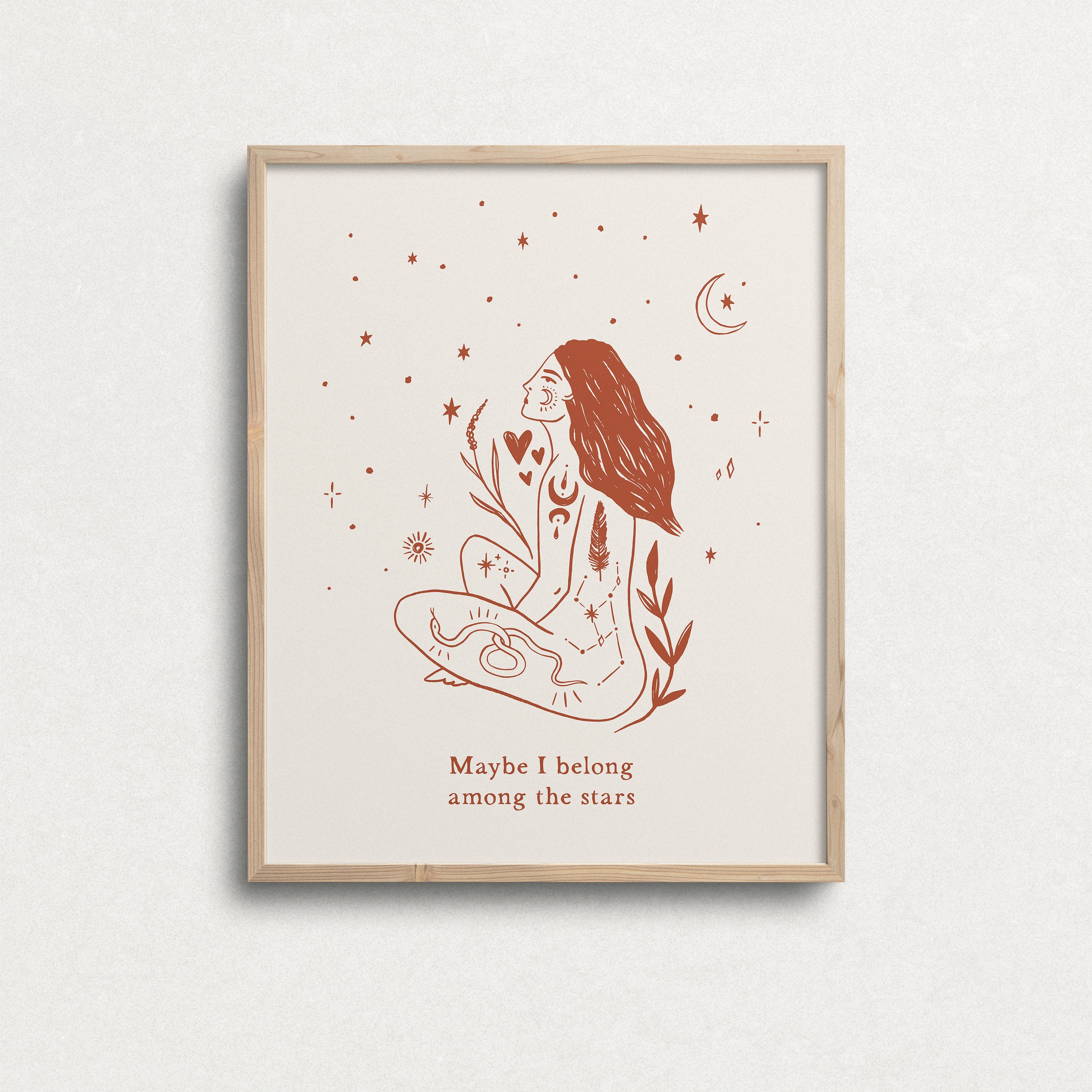 Quote Print Feminine Goddess Body Art Naked Woman Drawing | Etsy