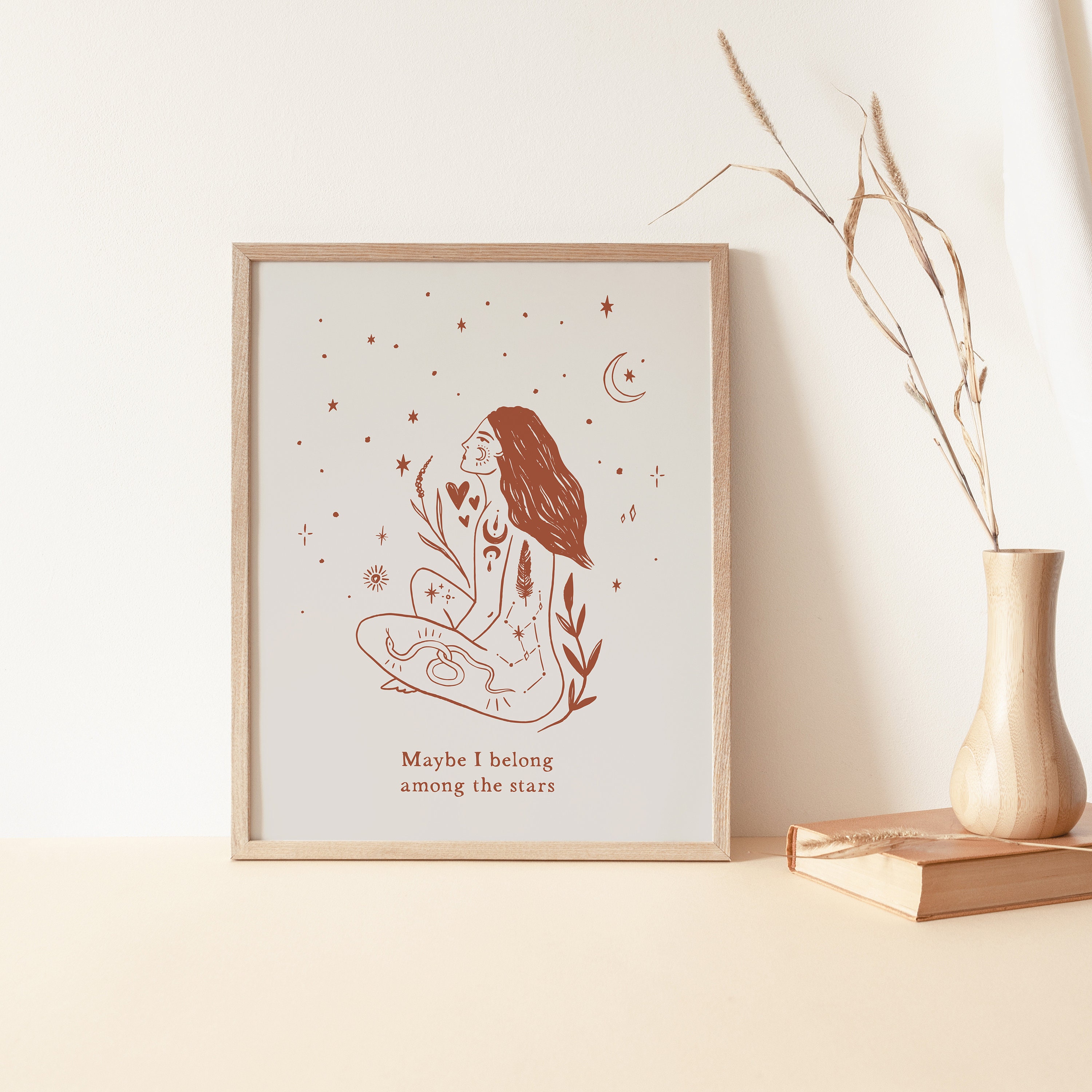 Quote Print Feminine Goddess Body Art Naked Woman Drawing | Etsy