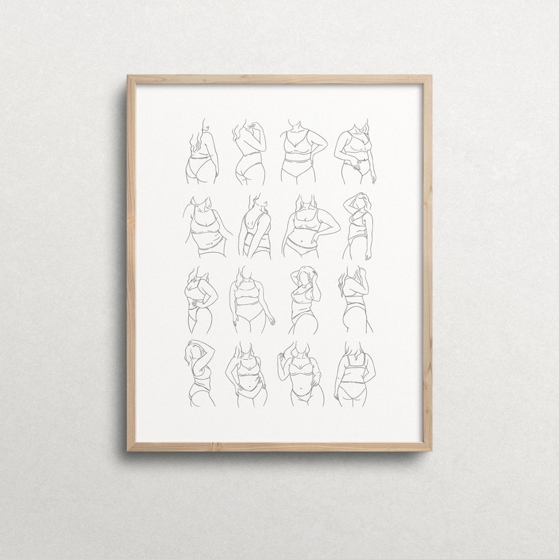 16 Poses Body Positive Line Art Woman Plus Size Woman Body - Etsy