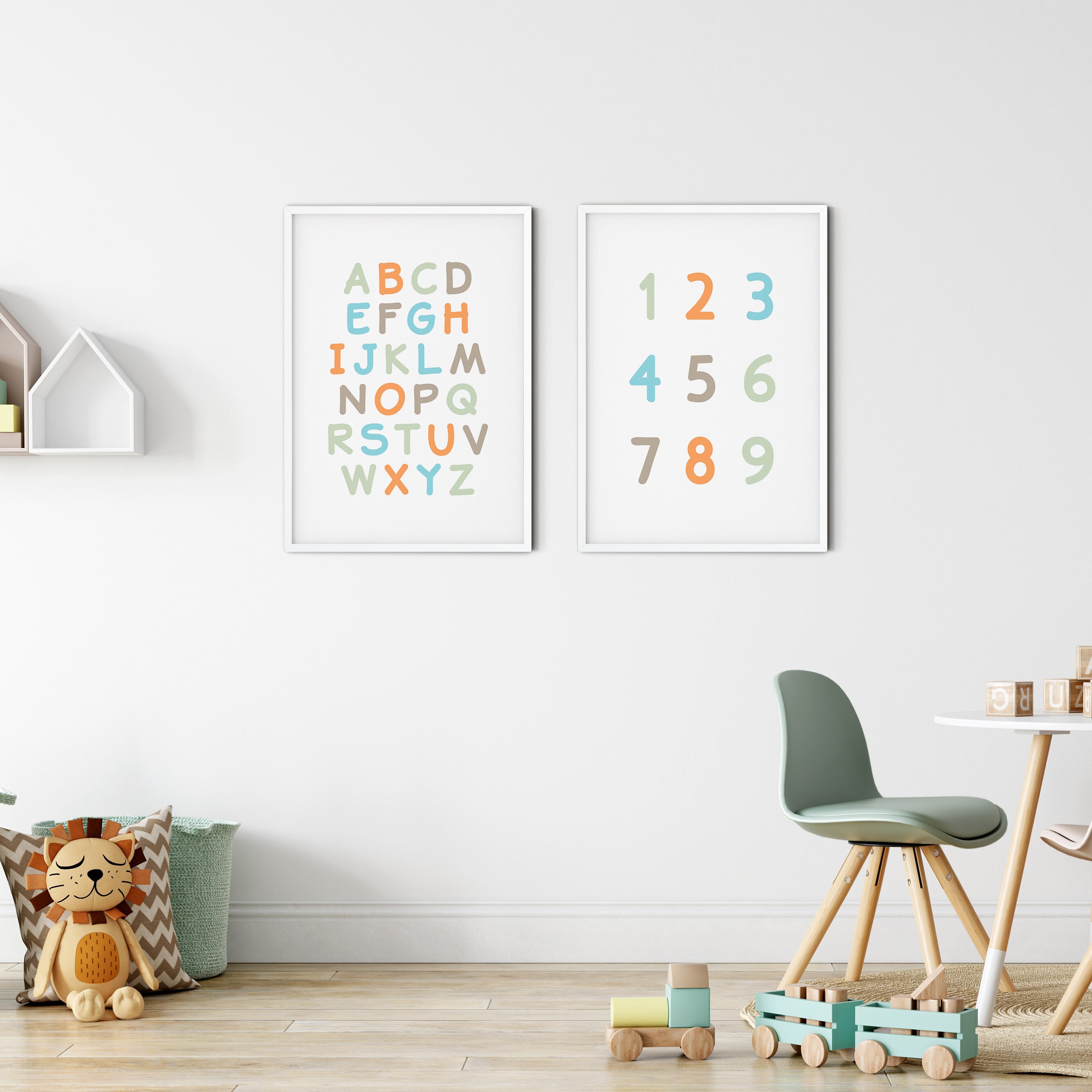 Set of Two Alphabet Posters Numbers Poster Alphabet Print - Etsy