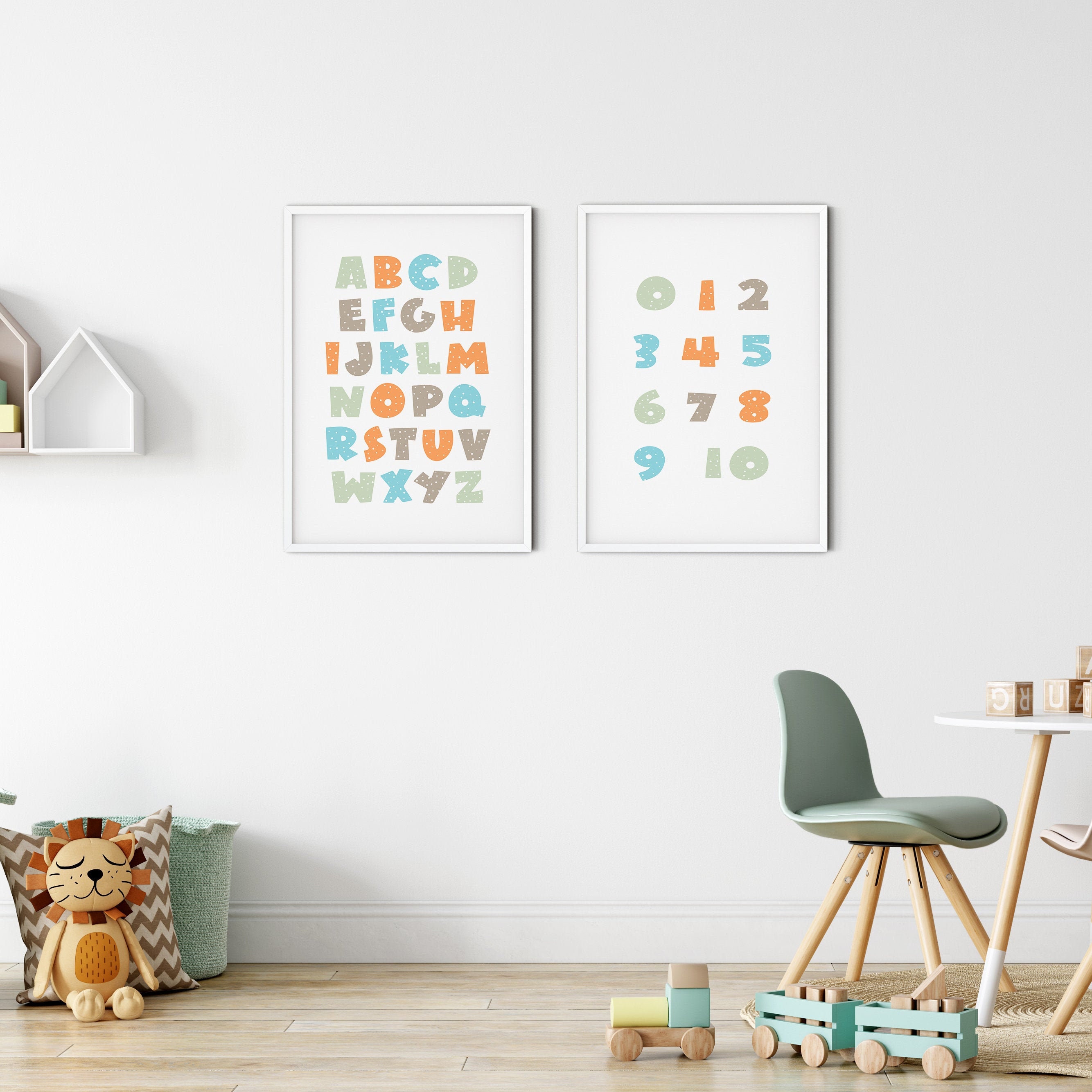 Set Of Two Alphabet Posters Numbers Poster Alphabet Print | Etsy