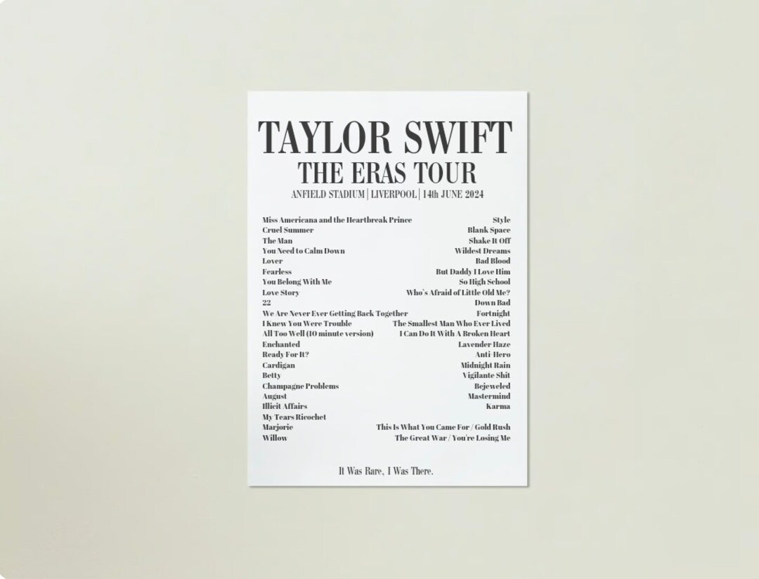 Taylor Swift Eras Tour. Anfield Stadium, Liverpool. 14th June 2024 - Etsy