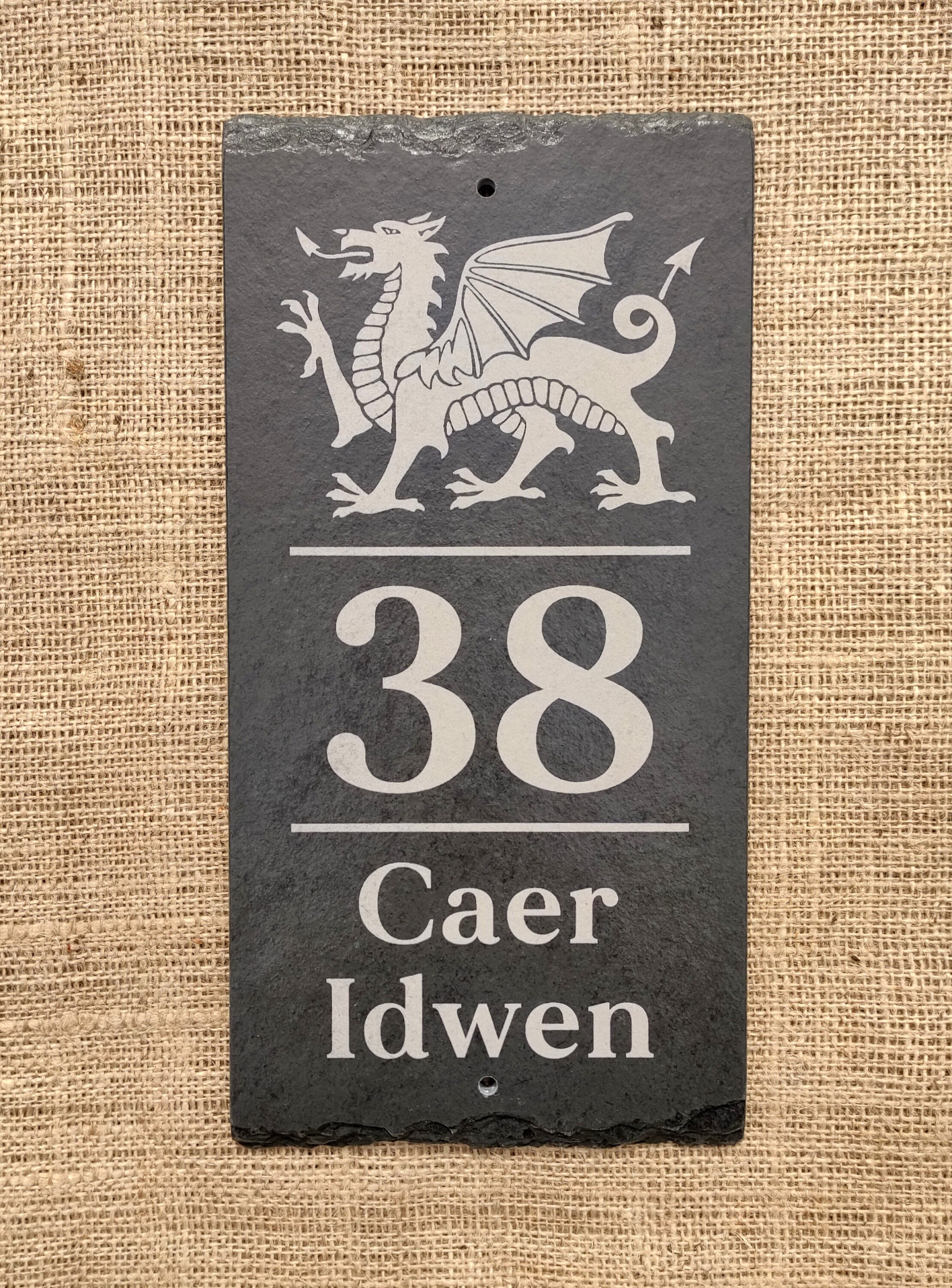 Personalised Slate House Sign Engraved Welsh Dragon Design - Etsy UK