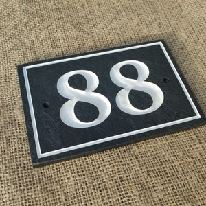 Personalised Slate House Number Sign – Deep Engraved With White, Gold ...