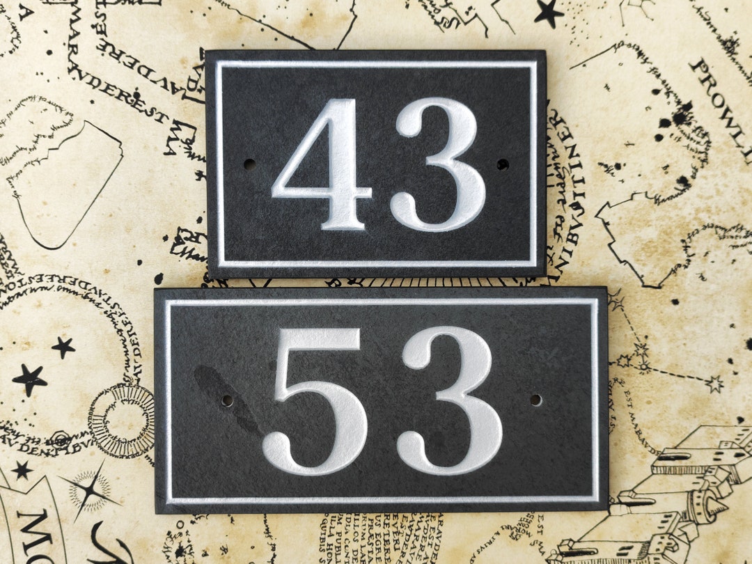 Silver Chrome House Address Sign, Deeply Engraved Carved Stone Door ...