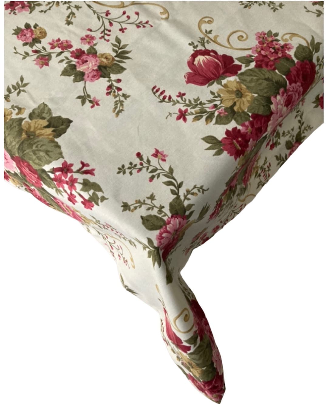 Floral Panama Linen Tablecloths Stain and Water Repellent Round Square ...