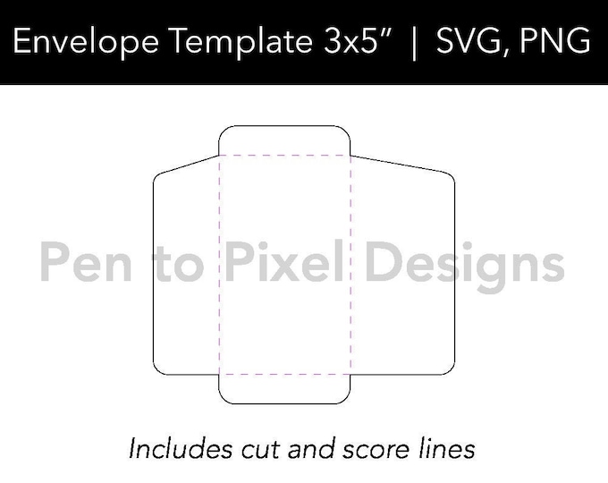 Envelope Template 3x5 SVG PNG DIY Envelope Gift Card - Etsy