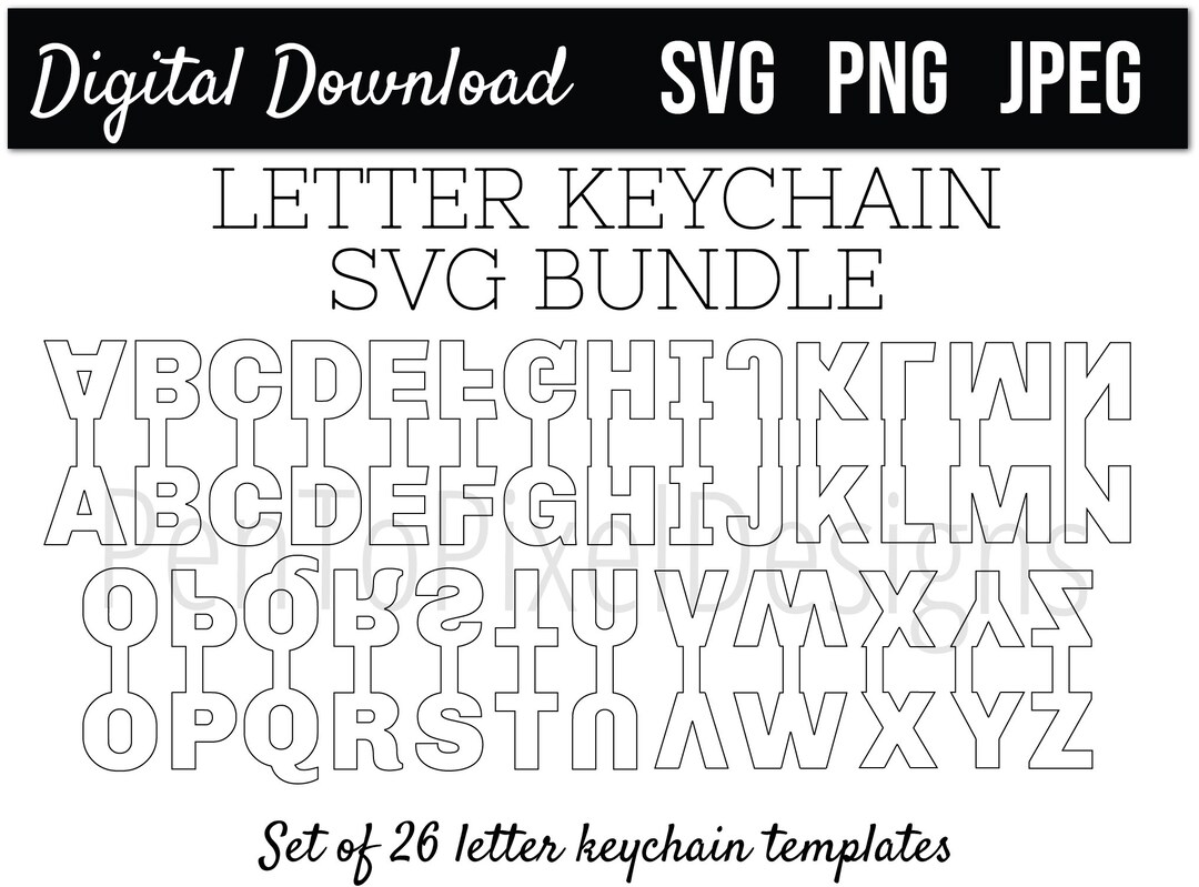 Keychain Template, Letter Keychain Template, Keychain SVG Bundle ...