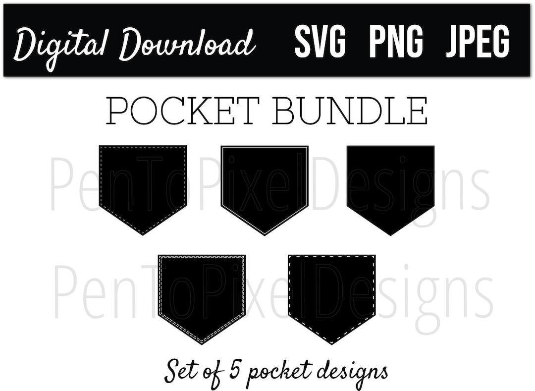 Pocket SVG Bundle, Iron-on Pocket Template, HTV Pocket - Etsy