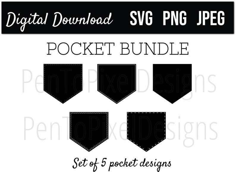Pocket SVG Bundle, Iron-on Pocket Template, HTV Pocket - Etsy