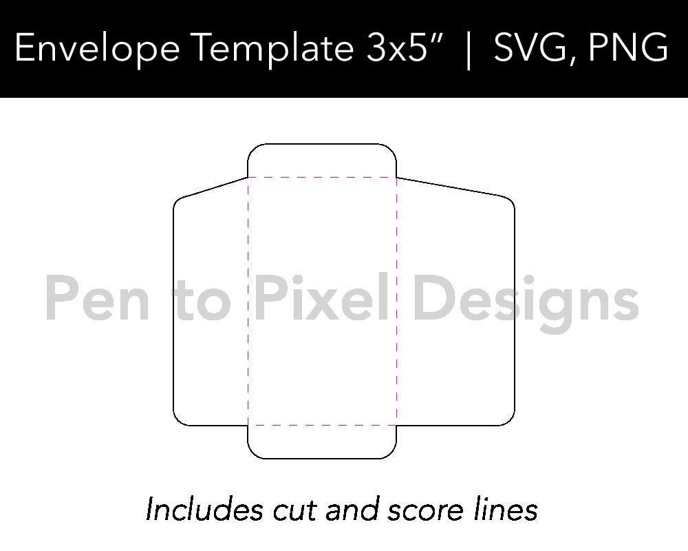 Plantilla de sobre 3x5 SVG PNG, sobre diy, sobre de tarjeta de regalo ...
